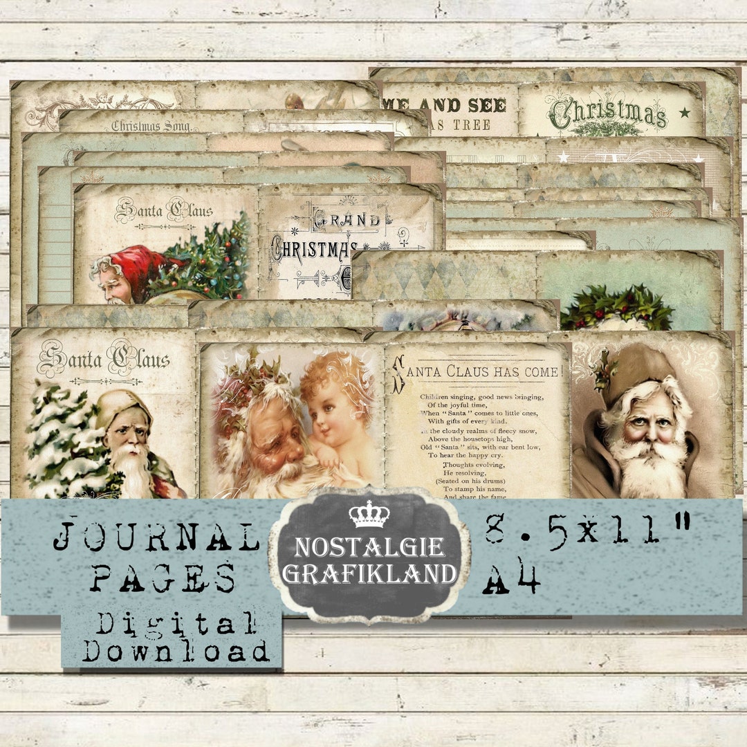 CHRISTMAS Digital Journal Pages Printable Journal Santa Claus Junk ...