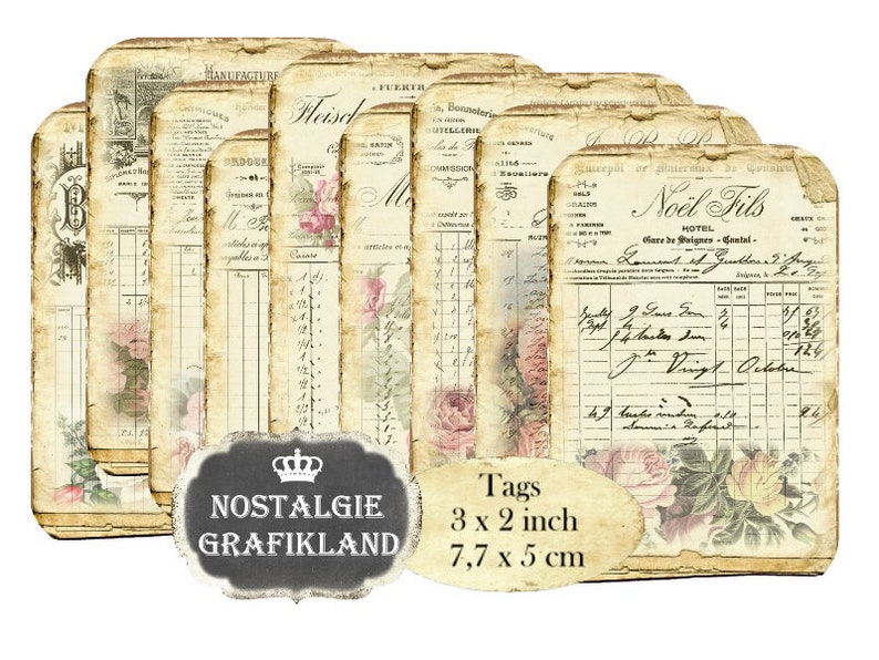 French Ephemera Vintage Old Ledger Tags Ephemera Documents - Etsy