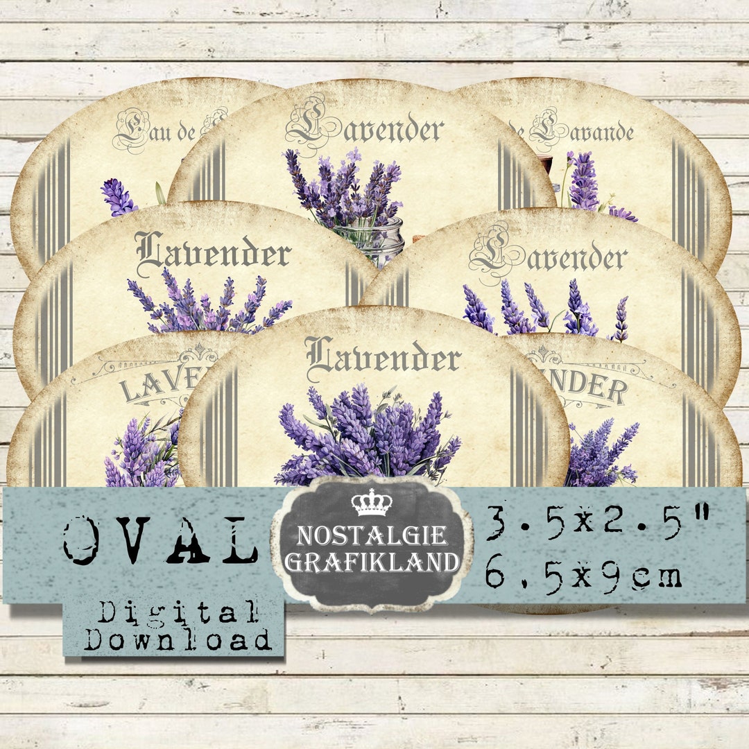 Lavender Labels Oval Printable Wreath Herbs Soap Lavande Provence 3.5 X ...