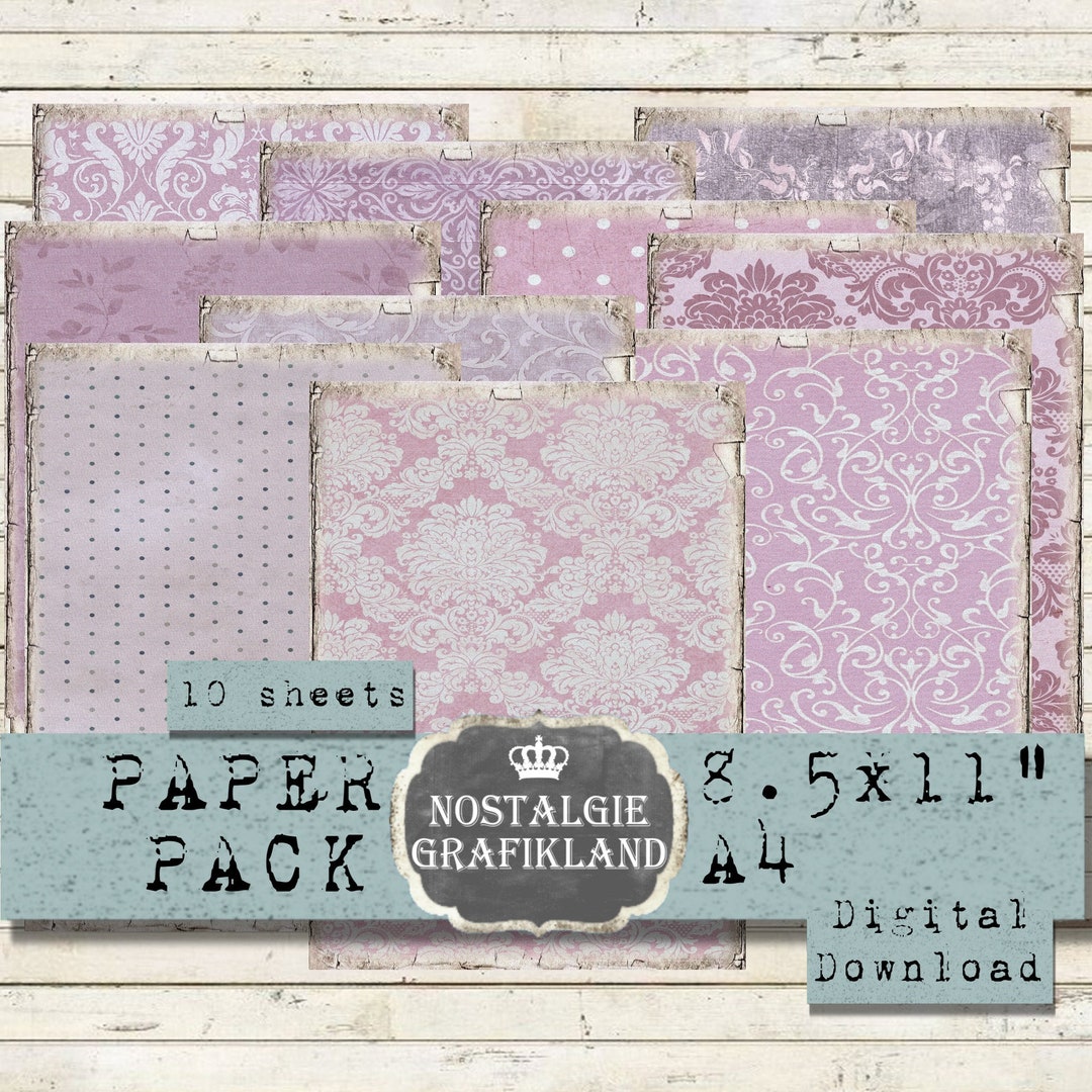 Lavender Paper Pack Background Papers Printable Damask Dots Digital ...