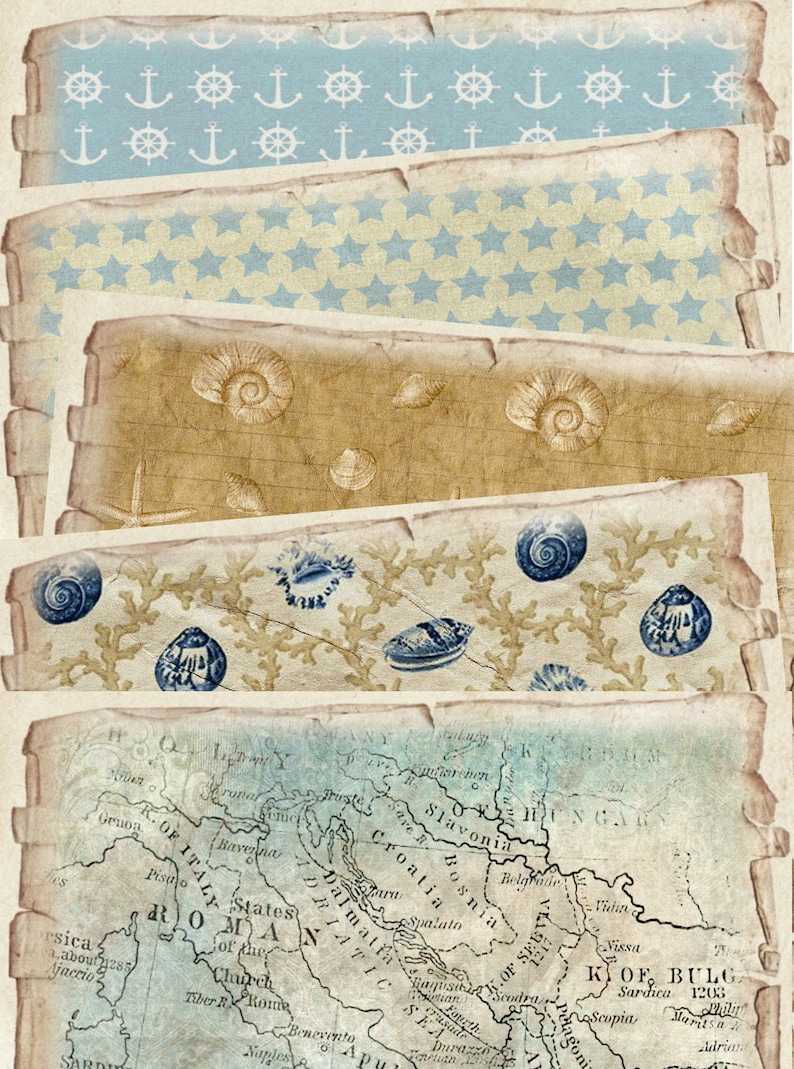 Nautical Paper Pack Printable Maritime Papers Sea Ocean - Etsy