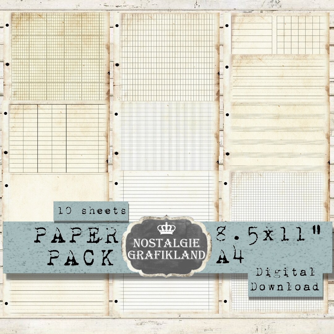 OFFICE Paper Printable Ring Binder Vintage Paper Pack Ledger - Etsy