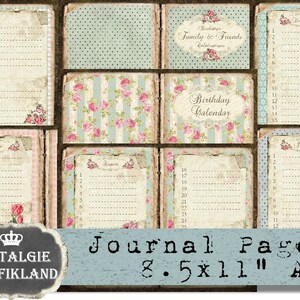 BIRTHDAY CALENDAR Shabby Chic Journal Pages Book Booklet Junk - Etsy