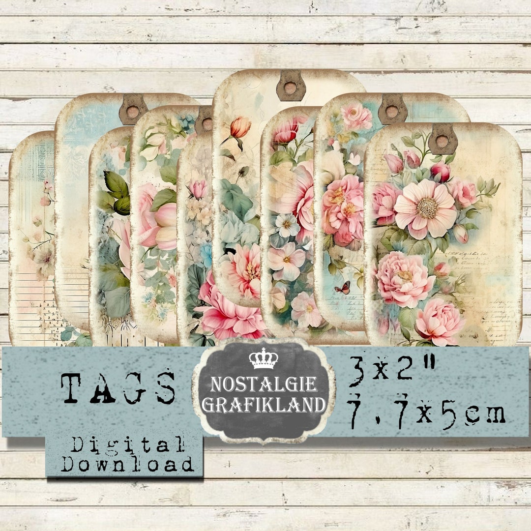 Spring Flower Tags Shabby Chic Floral Flowers Fleurs Shabby Chic ...