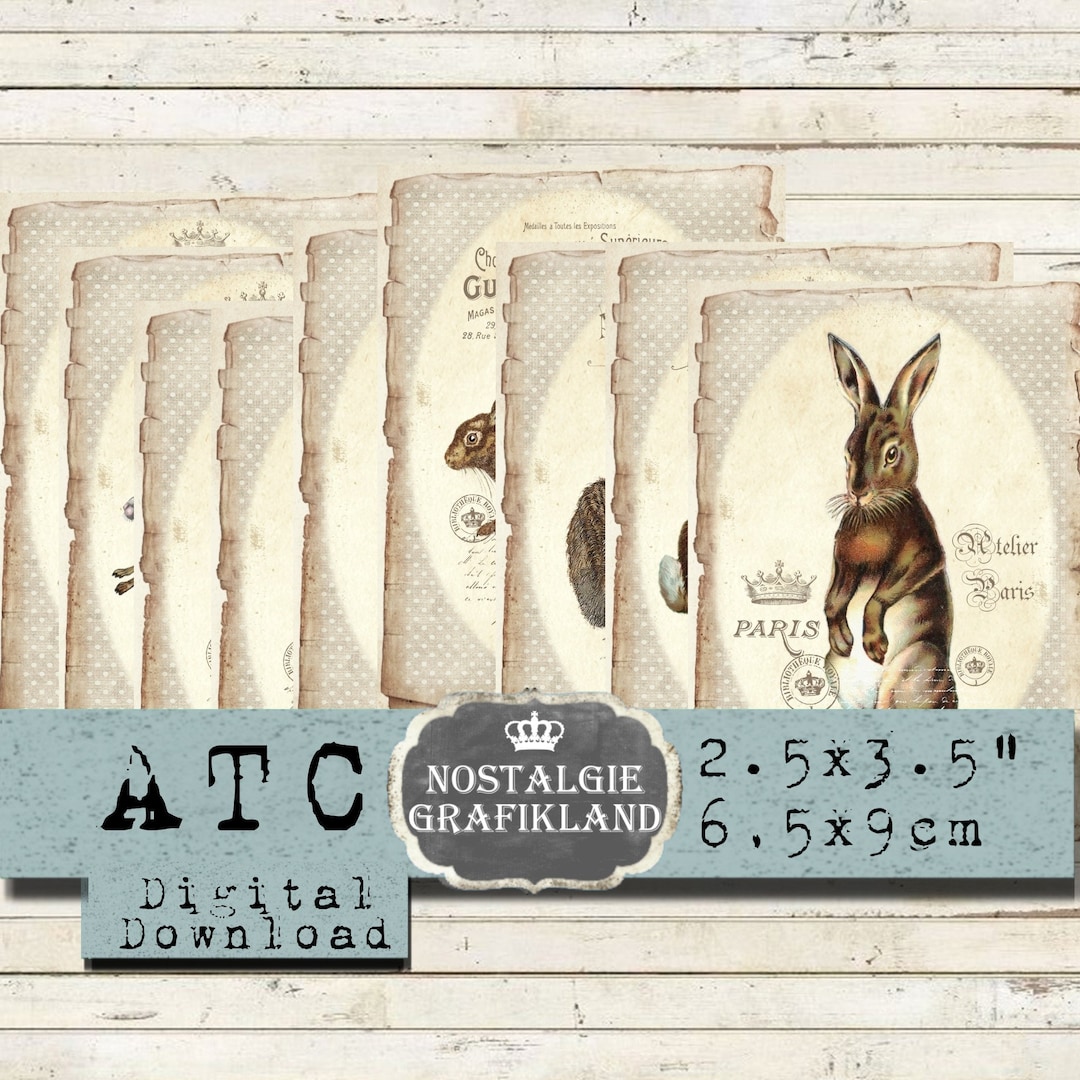 Rabbits Printable Hare Cards Easter French Chocolate Rabbit Journaling ...