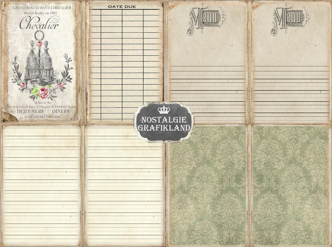 FRENCH BON APPETIT Journal Pages Printable Cooking Menu Dinner Cutlery ...