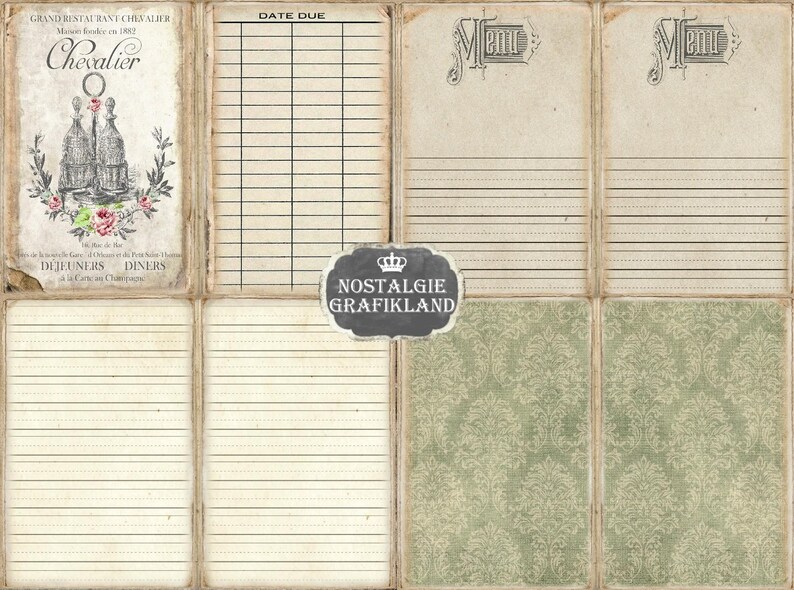 FRENCH BON APPETIT Journal Pages Printable Cooking Menu Dinner Cutlery ...
