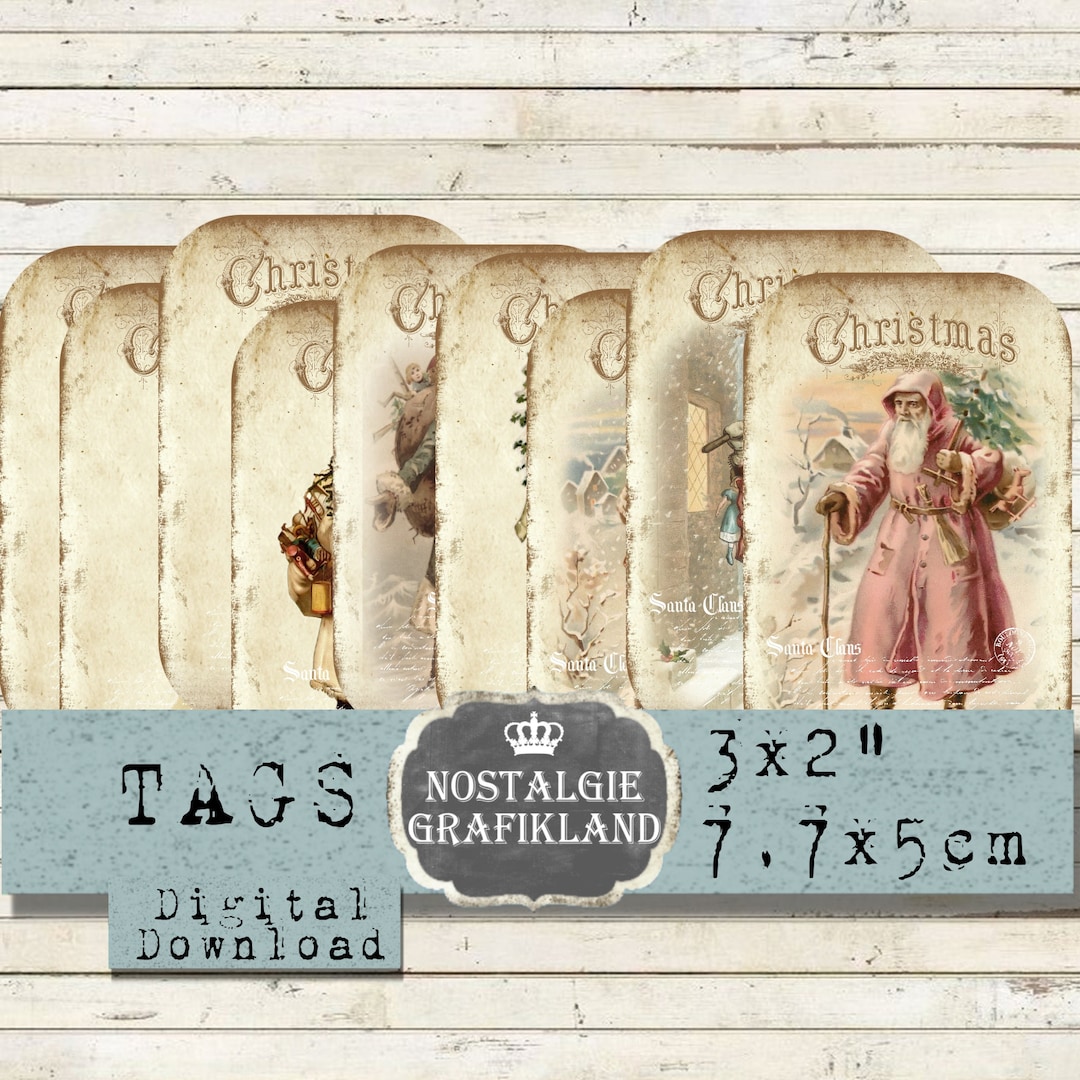 Santa Claus Tags Printable Christmas Gifttags Scrapbook Instant ...