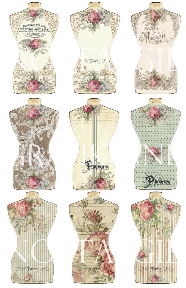 Dressform Printable Shabby Chic Sewing Labels Digital | Etsy