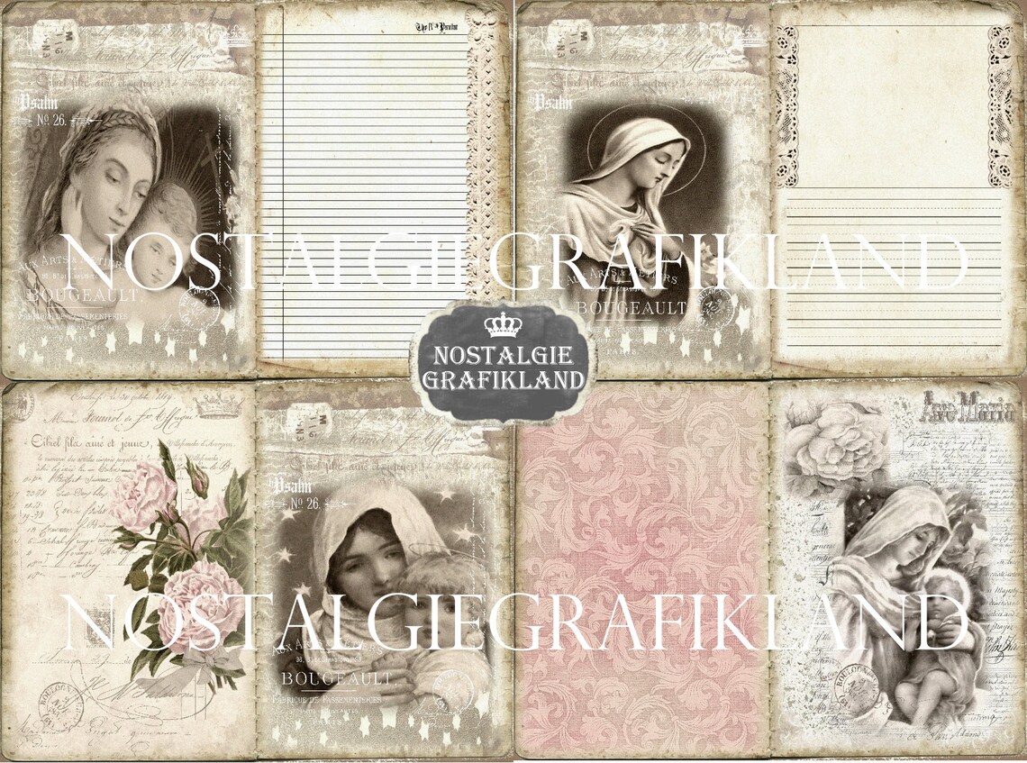 MADONNA Journal Pages Printable Virgin Mary Digital Holycards Prints ...