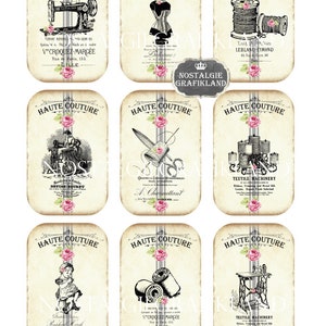 Printable Sewing Needlework French Shabby Thread Spool Cotton Scissors ...