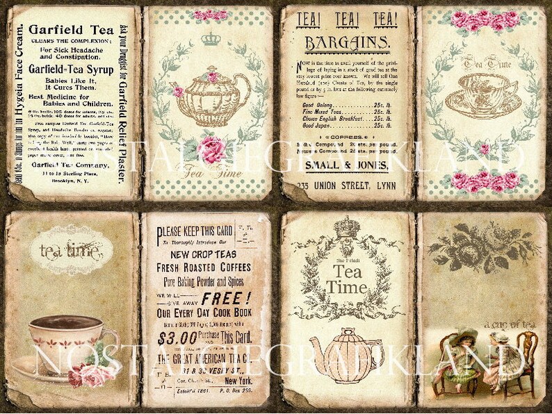 Tee Tea Time Buch Vintage Journal sheets Paper Pack Download - Etsy.de