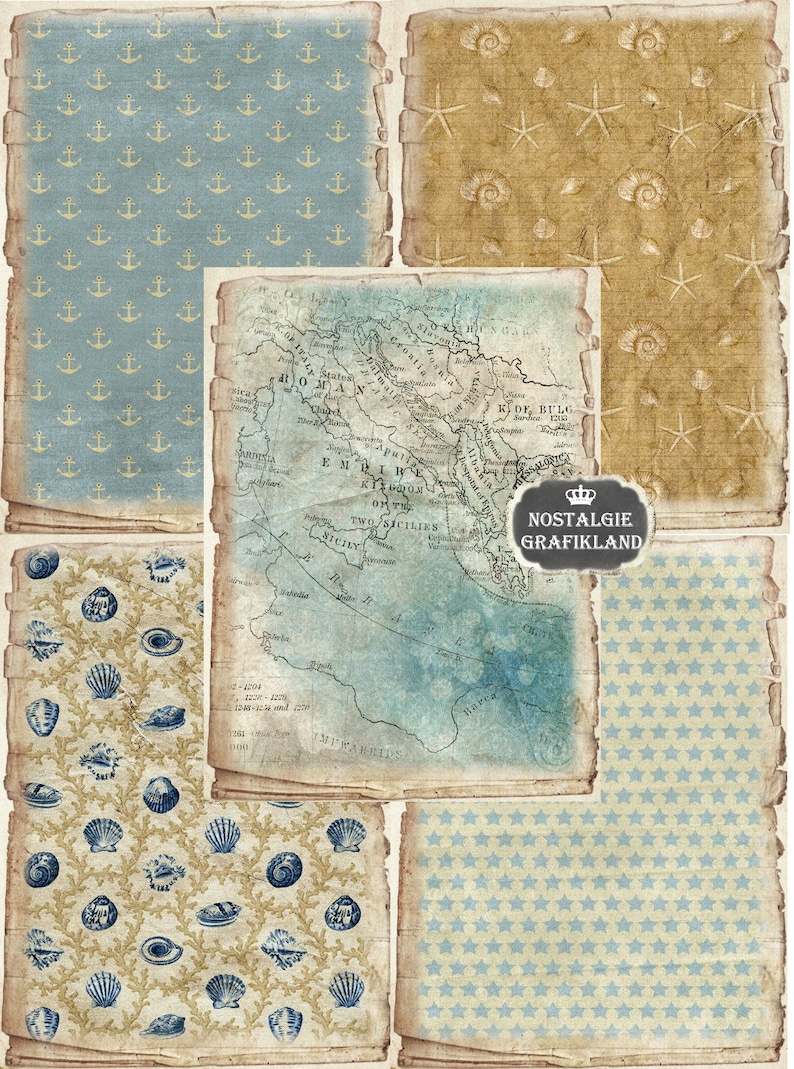 Nautical Paper Pack Printable Maritime Papers Sea Ocean - Etsy