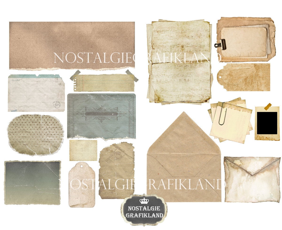 OLD PAPER Digital Kit vintage Journal antique printable | Etsy