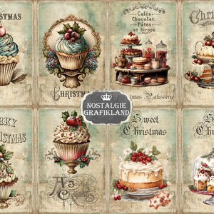 CHRISTMAS BAKERY Journal Pages Cakes Cupcakes Patisserie Shop Printable ...