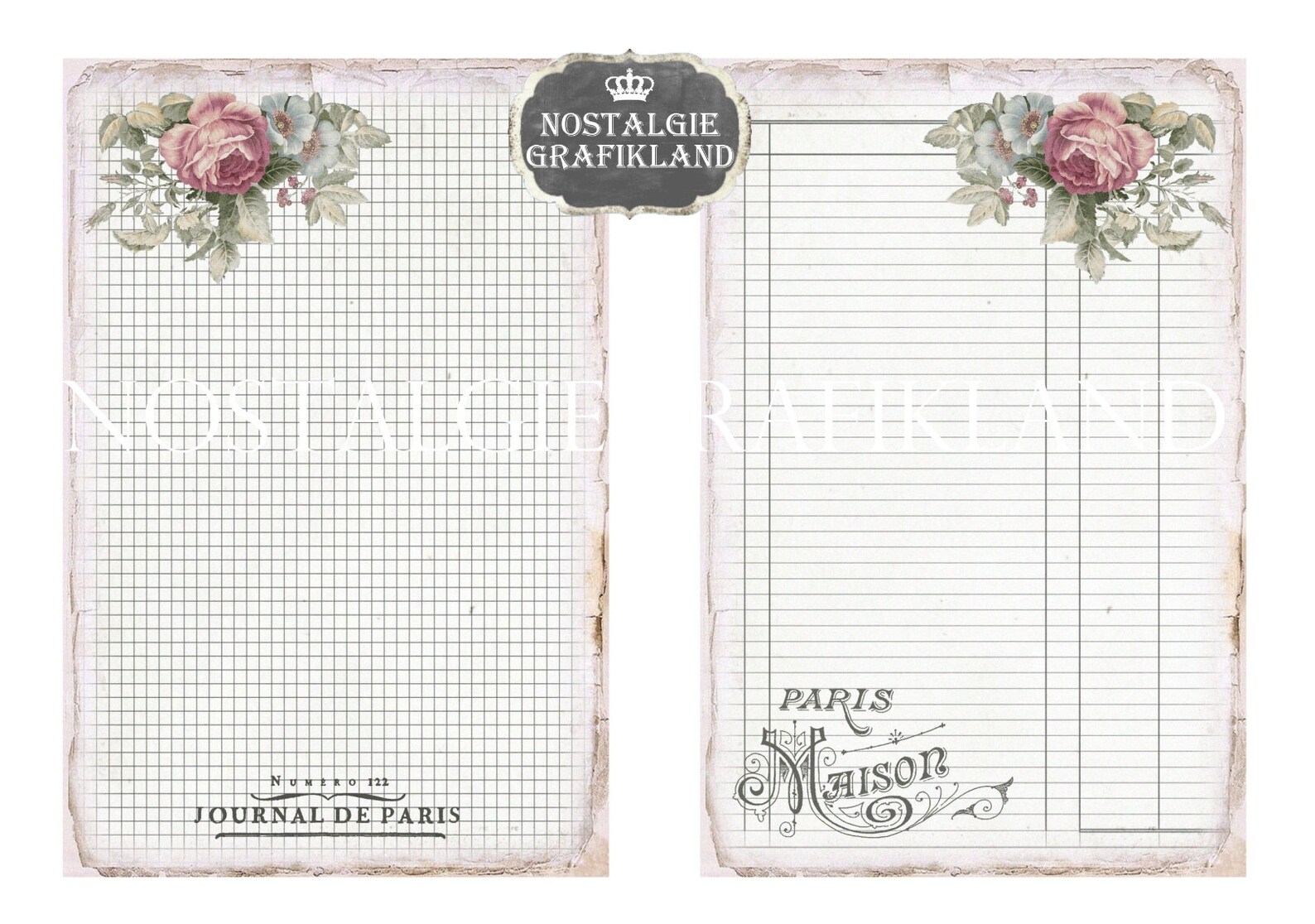 French Ledger Writing Paper Ephemera Vintage Lined Papers Shabby Chic ...