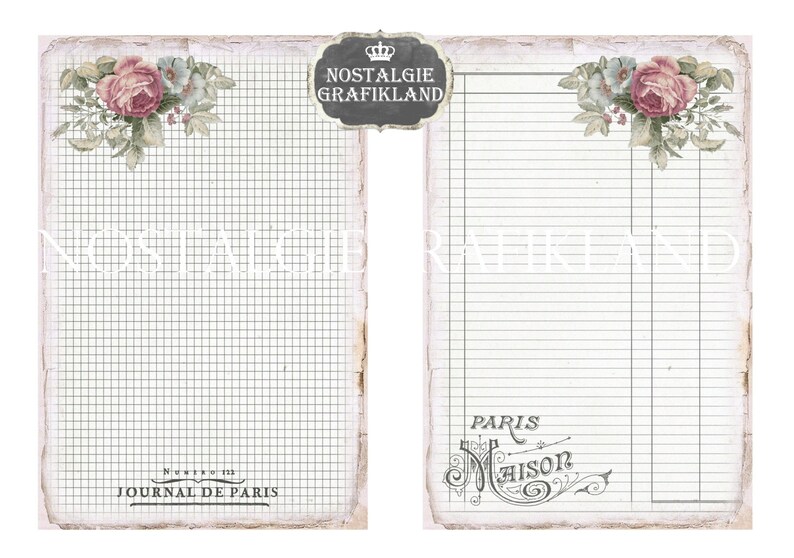 French Ledger Writing Paper Ephemera Vintage Lined Papers Shabby Chic ...
