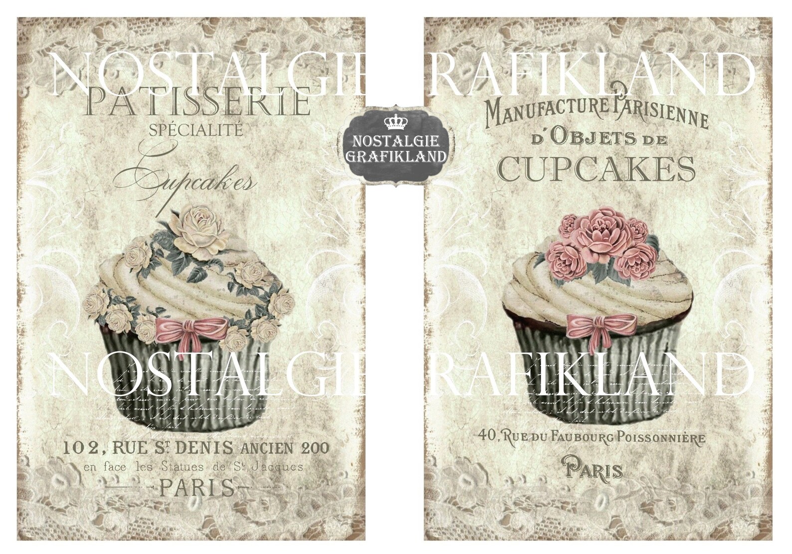Cupcakes French Patisserie Printable Cupcake Muffin Bakery Cake ...