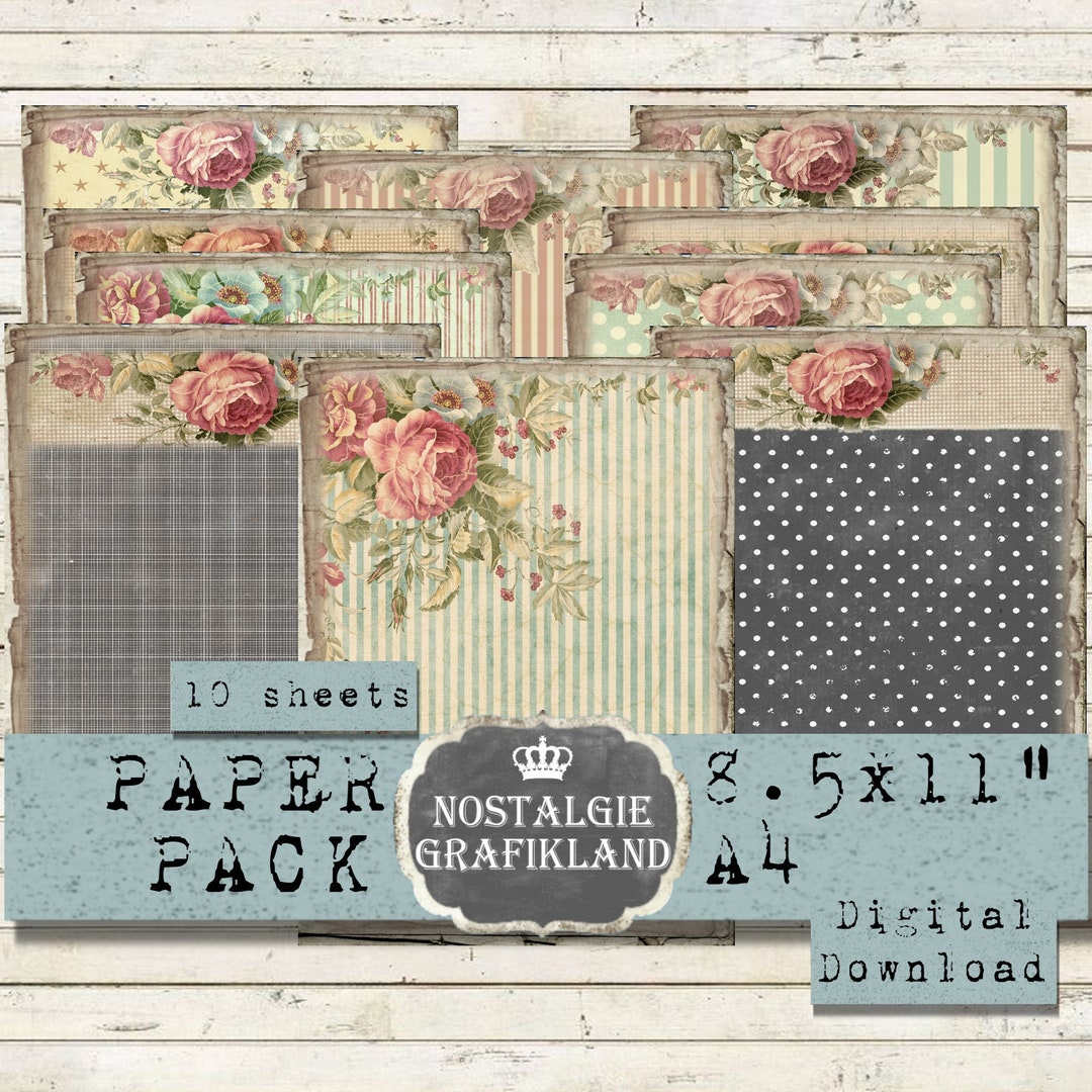 SHABBY CHIC Printable Background Paper Pack Printable Papers Junk ...