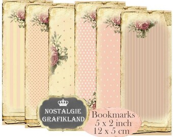 DIGITAL Shabby Chic Bookmarks Digital Collage Sheet Download - Etsy