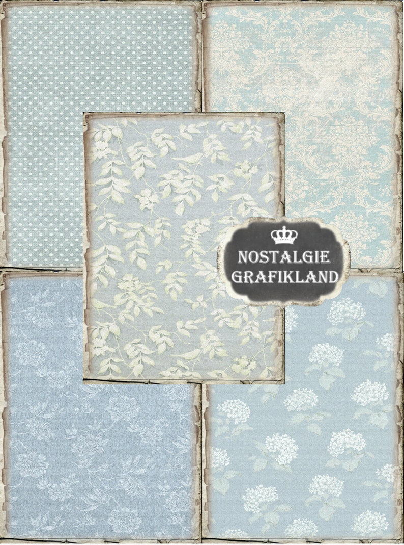 WINTER Digital Paper Pack Printable Snowflakes Blue Shabby Christmas ...