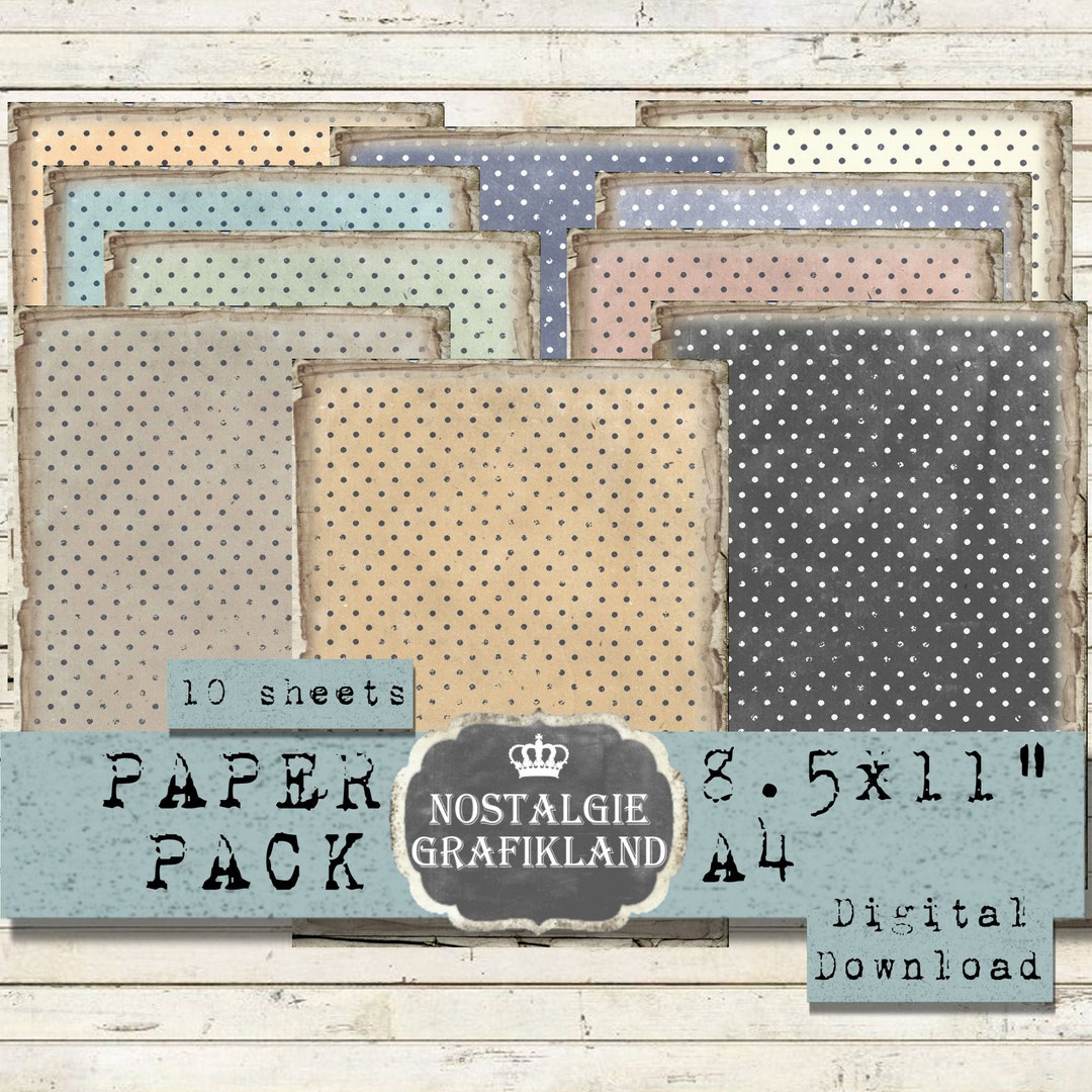 POLKA DOTS Vintage Printable Background Paper Pack Junk Journaling ...