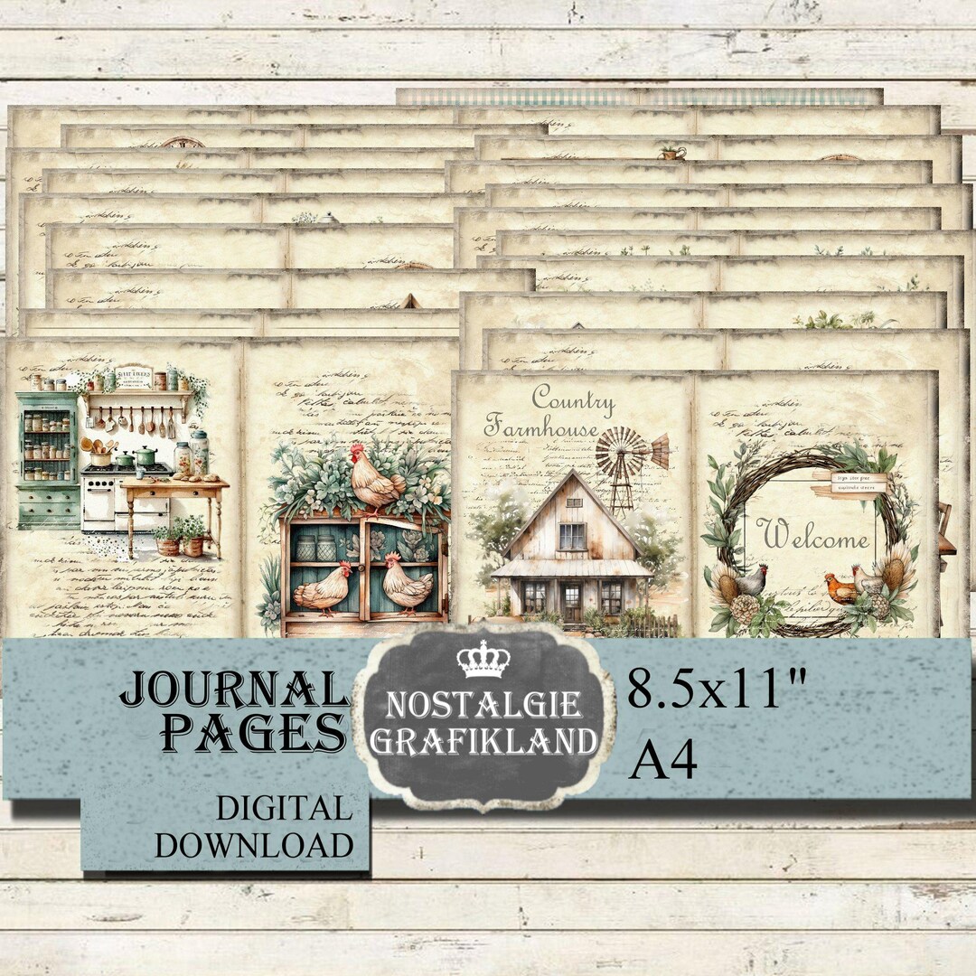 FARM HOUSE Journal Pages Printable Country Cottage Rustic Farming ...