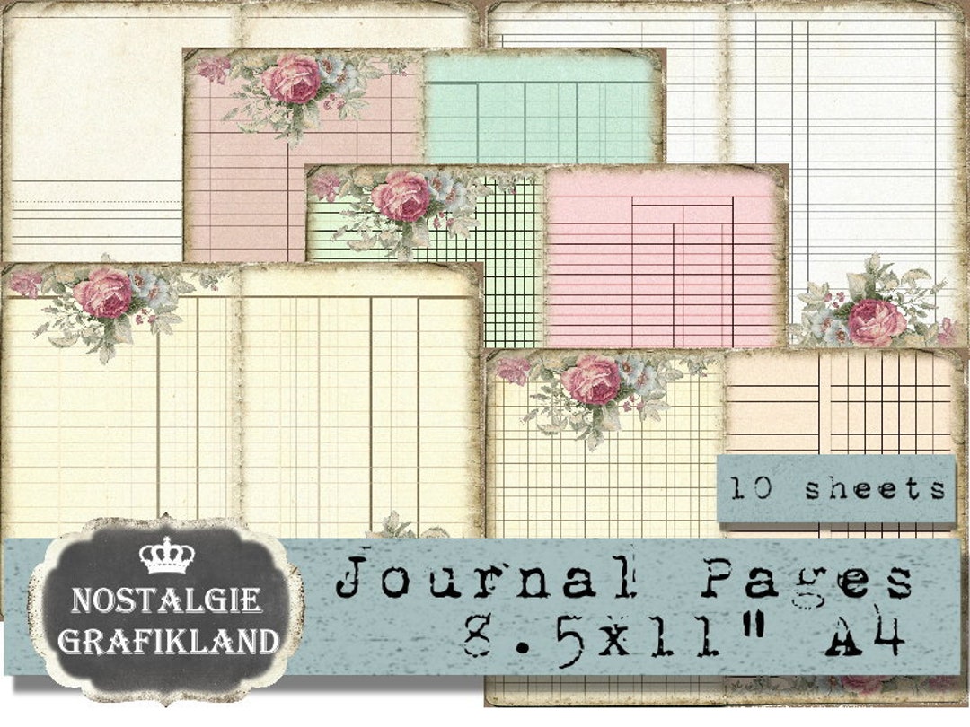 LEDGER Book Printable Lined Papers Junk Journal Bundle Ledgers Vintage ...