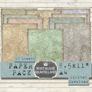 BAROQUE Printable Shabby Chic Papers Digital Paper Pack Ornaments ...