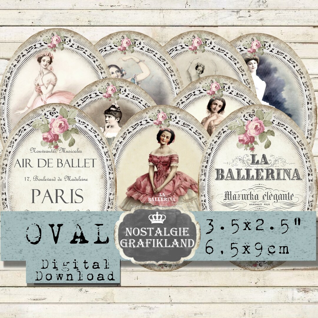 Ballett Ballerina Printable Digital Labels Dance Tutu Lace Shabby Chic ...