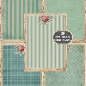 GREEN Background Printable Paper Pack Vintage Printable Stripes Dots ...