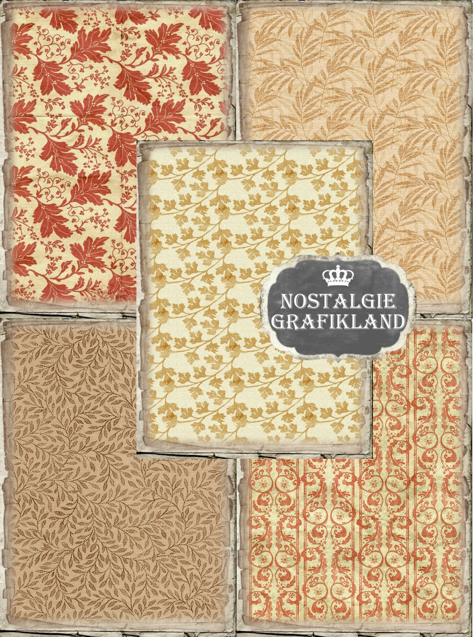 AUTUMN Digital Paper Background Printable Paper Pack Fall Foliage ...