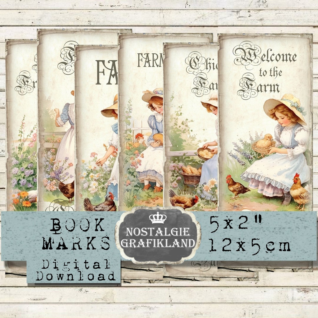 Farm Bookmarks Printable Rooster Chicken Country Life Journaling ...