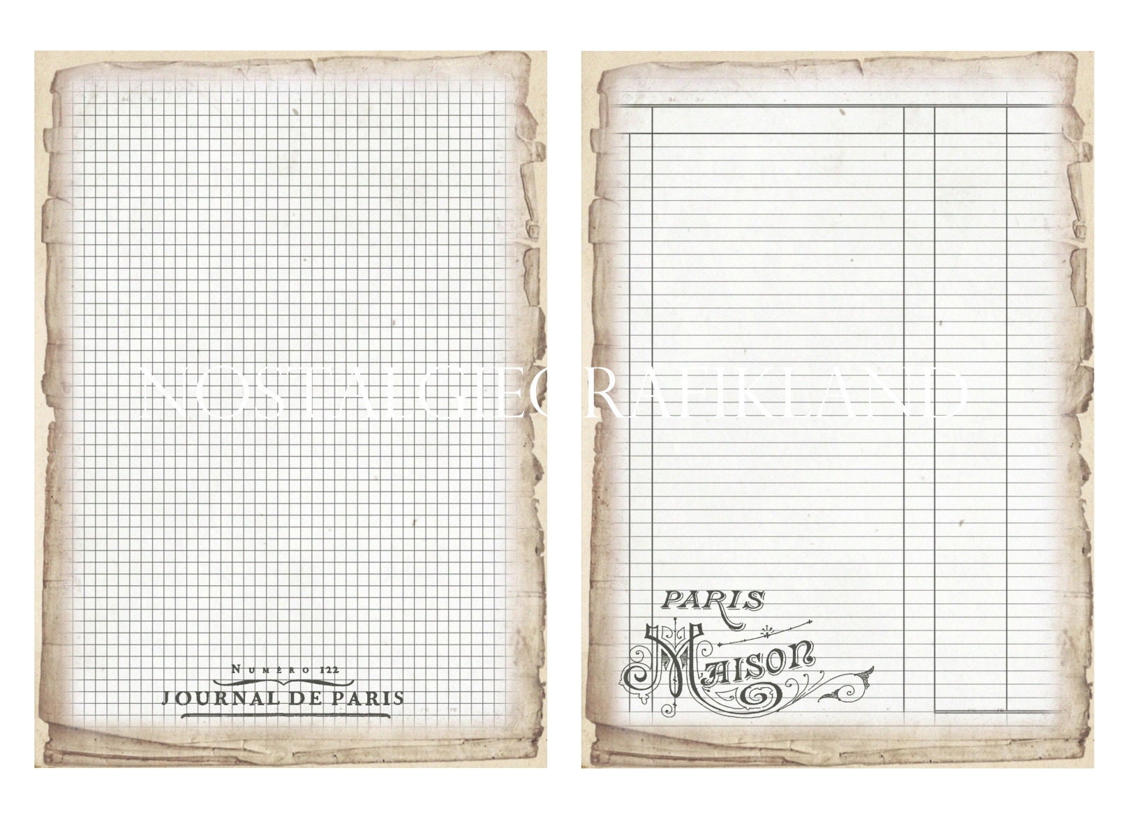 Writing Paper Ledger Printable Vintage Journal Organization 5 - Etsy