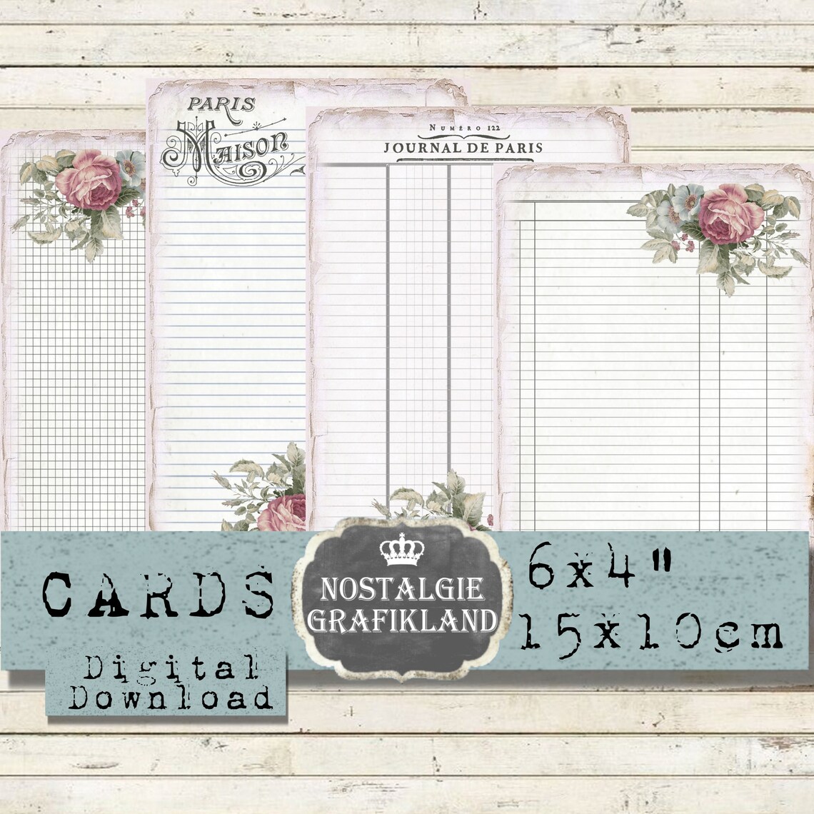 French Ledger Writing Paper Ephemera Vintage Lined Papers Shabby Chic ...