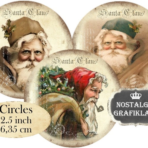 SANTA CIRCLES Collage Digital Images printable Download File - Etsy