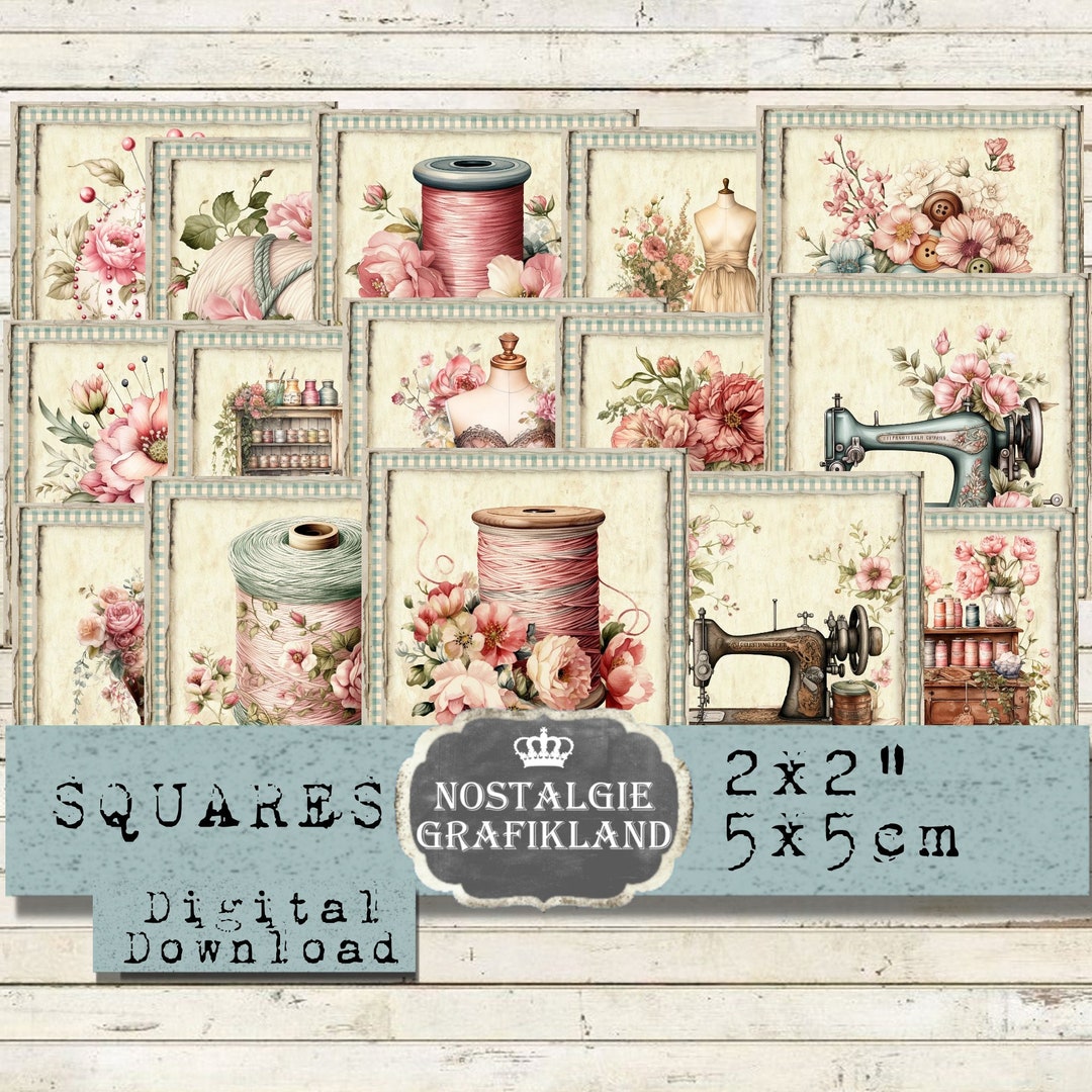 Sewing Printable Stitching Digital Needlework Journaling Vintage ...
