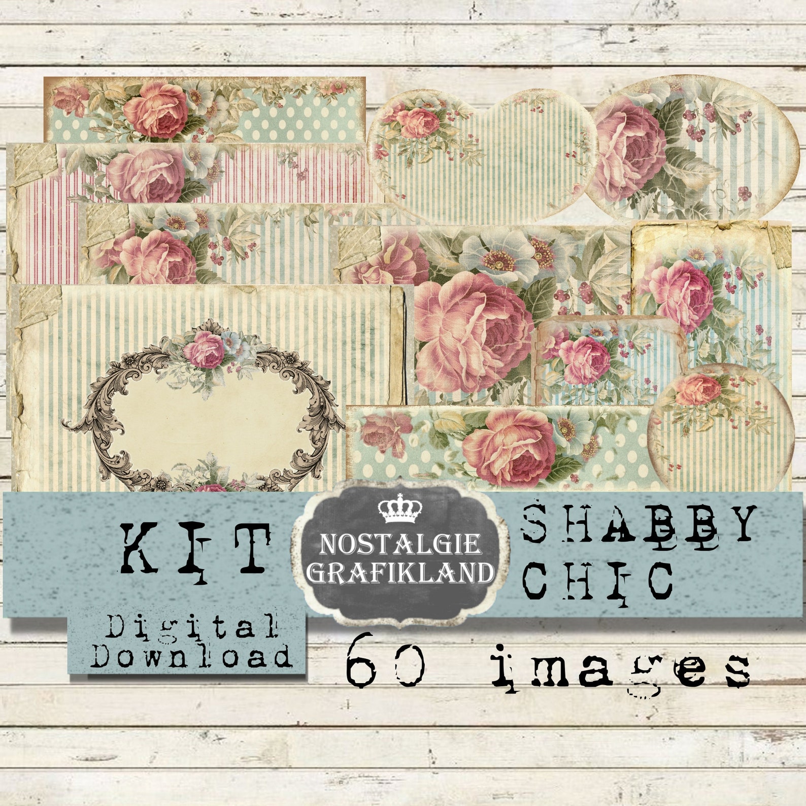 SHABBY CHIC Kit Journal Printable Craft Journaling Set Craft Junk ...