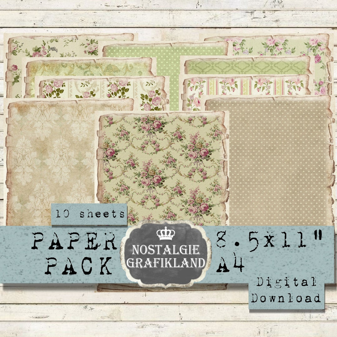 Antique Floral Digital Paper Pack Printable Background Flowers Roses ...