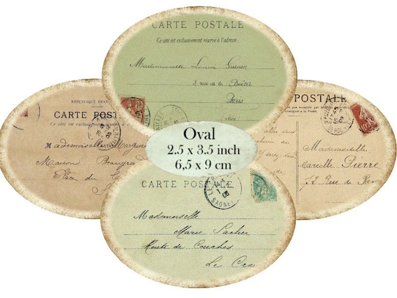 Ephemera Postcards French Carte Postale Poste Ovals 3.5 X 2.5 | Etsy