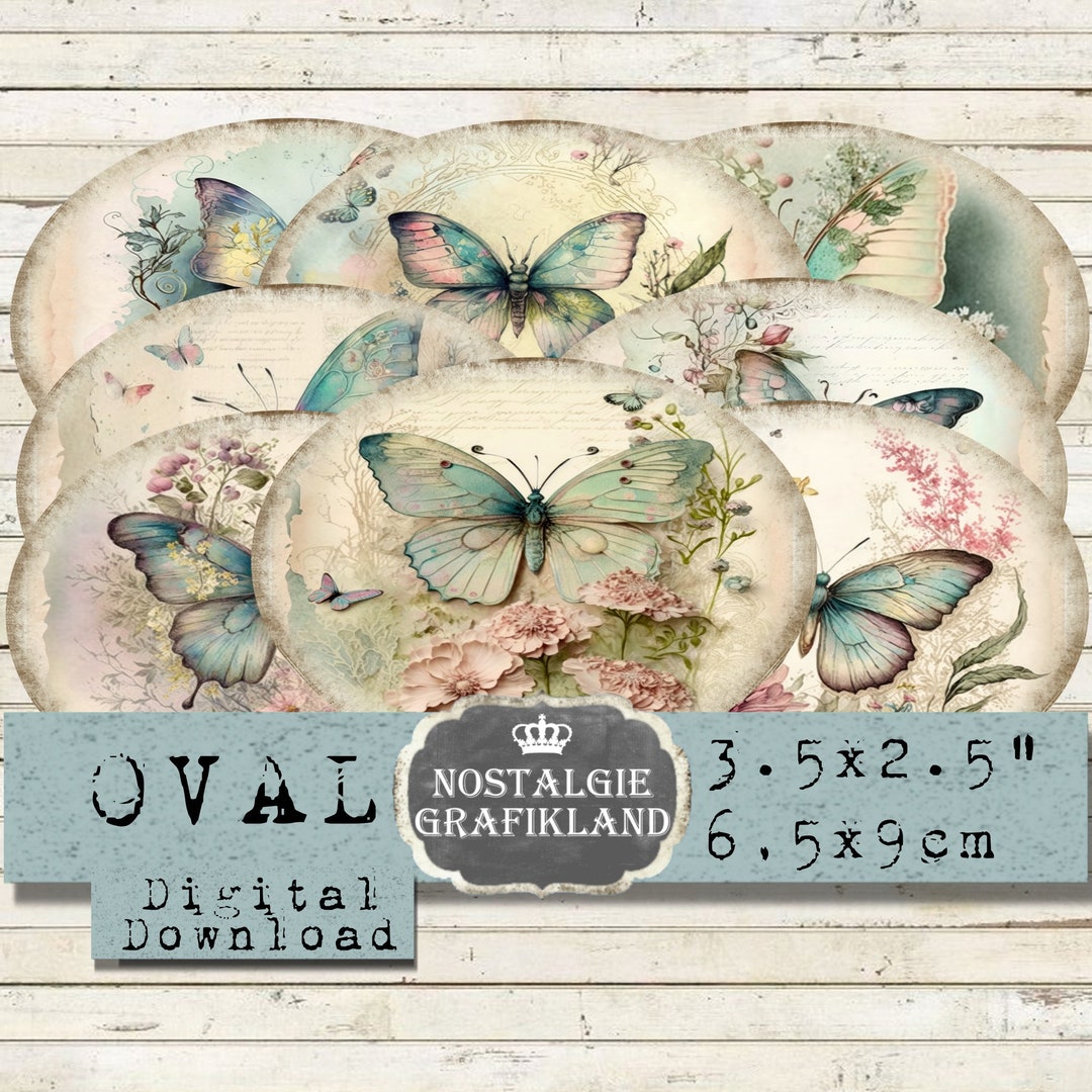 Butterflies Labels Printable Butterfly Ovals Etiquettes Journaling ...