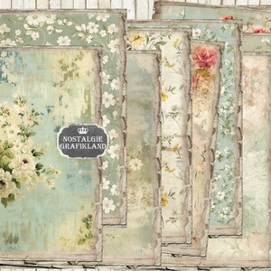 DISTRESSED SAGE GREEN Printable Floral Paper Pack Vintage Background ...