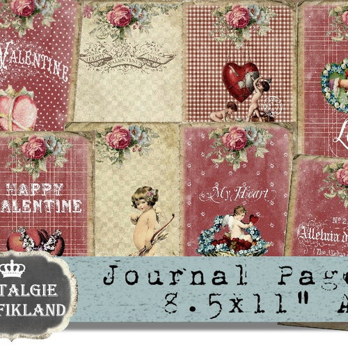 DIGITAL Vintage Valentines Junk Journal Kit Printable | Etsy
