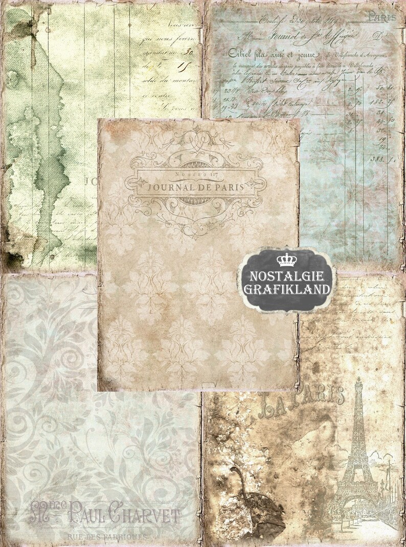 French Paris Digital Paper Pack Printable Papers Journaling France Old ...