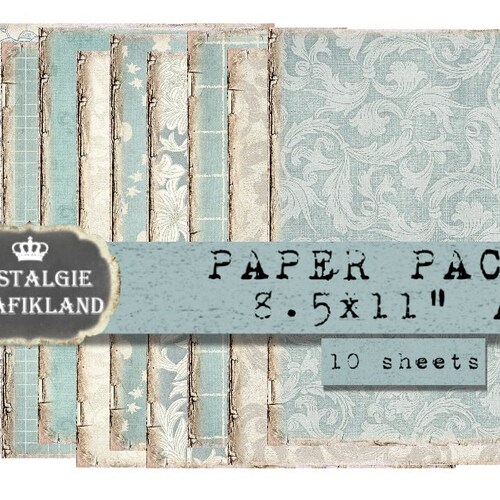Digital Paper Pack Scrapbook Papers Printable Papers Shabby - Etsy
