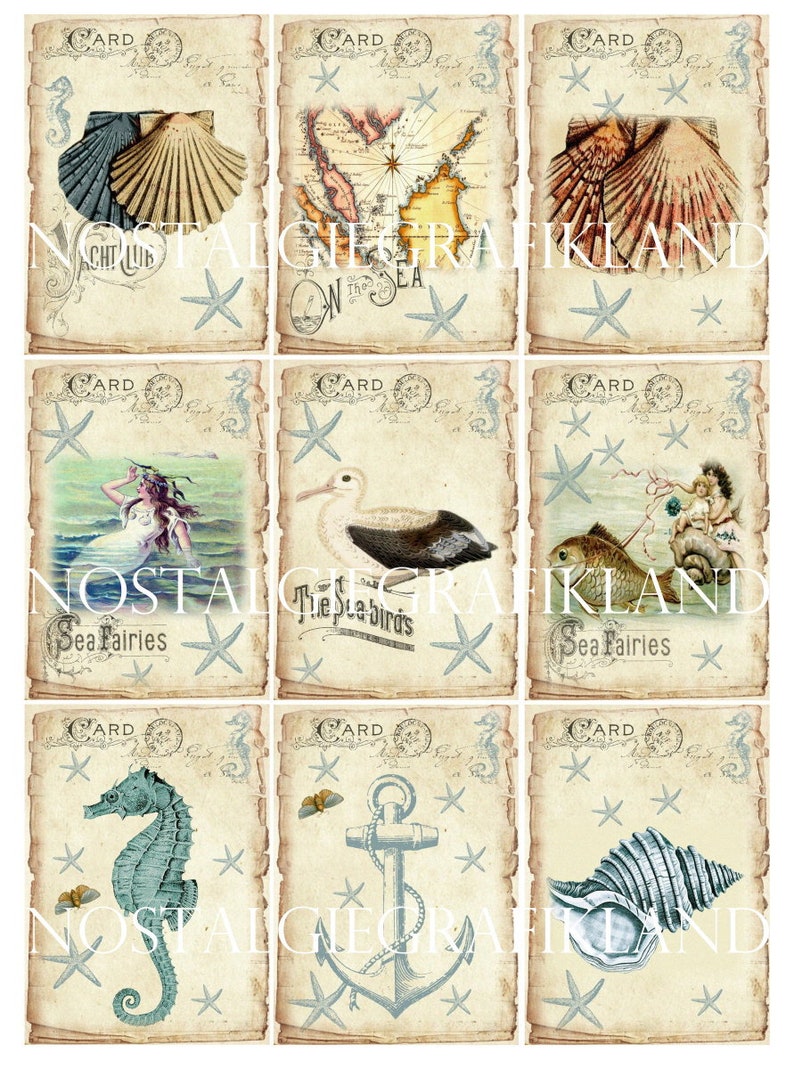 Maritime ATC Anchor Labels Scrapbook Printable Seashell - Etsy