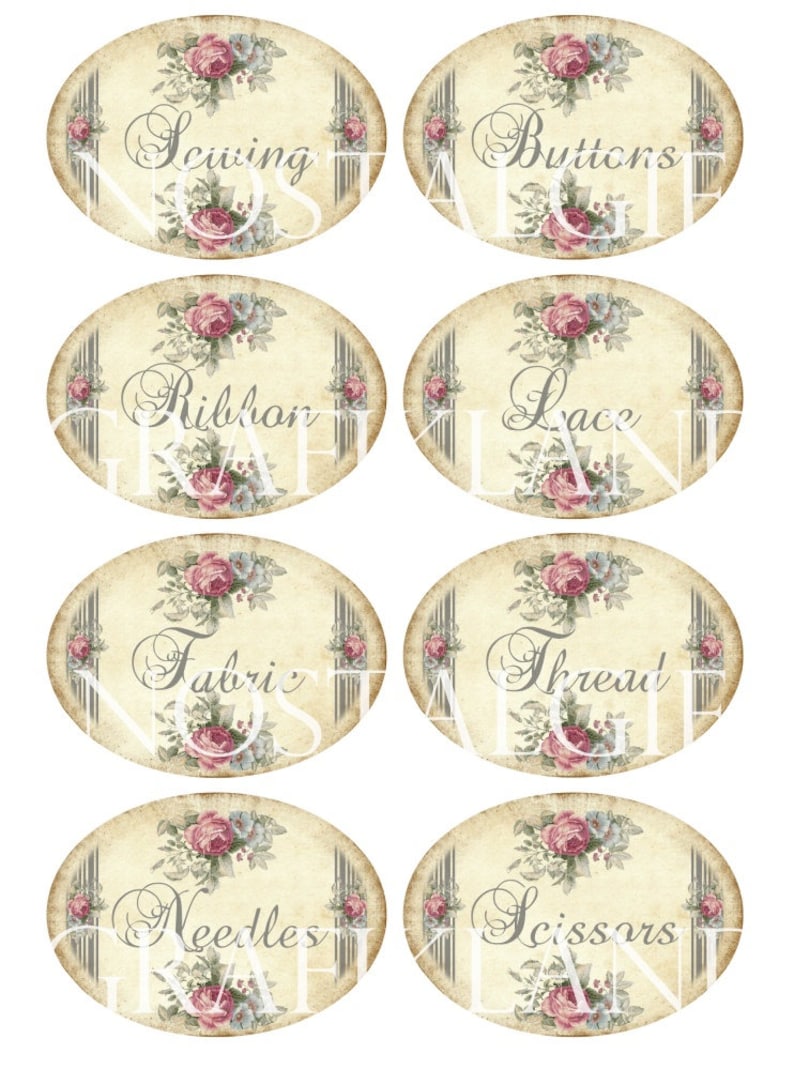 Sewing Labels Printable Craft Organizing Shabby Chic Digital - Etsy