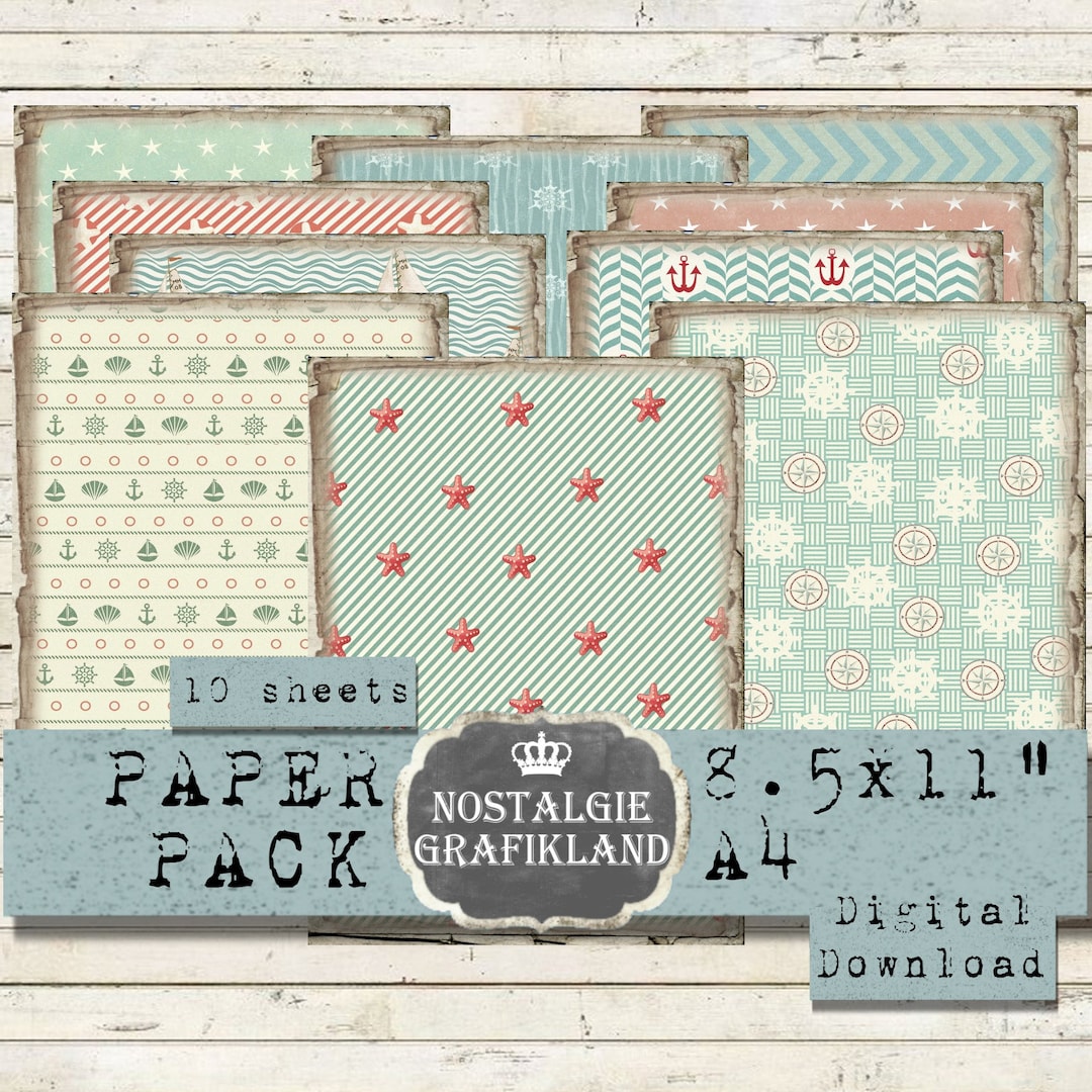 NAUTICAL Printable Paper Pack Maritime Digital Papers Seaworld Sea ...