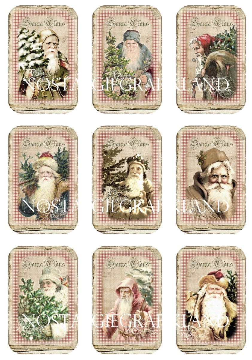 Printable Santa Claus Tags Christmas Vintage Ephemera Pere - Etsy