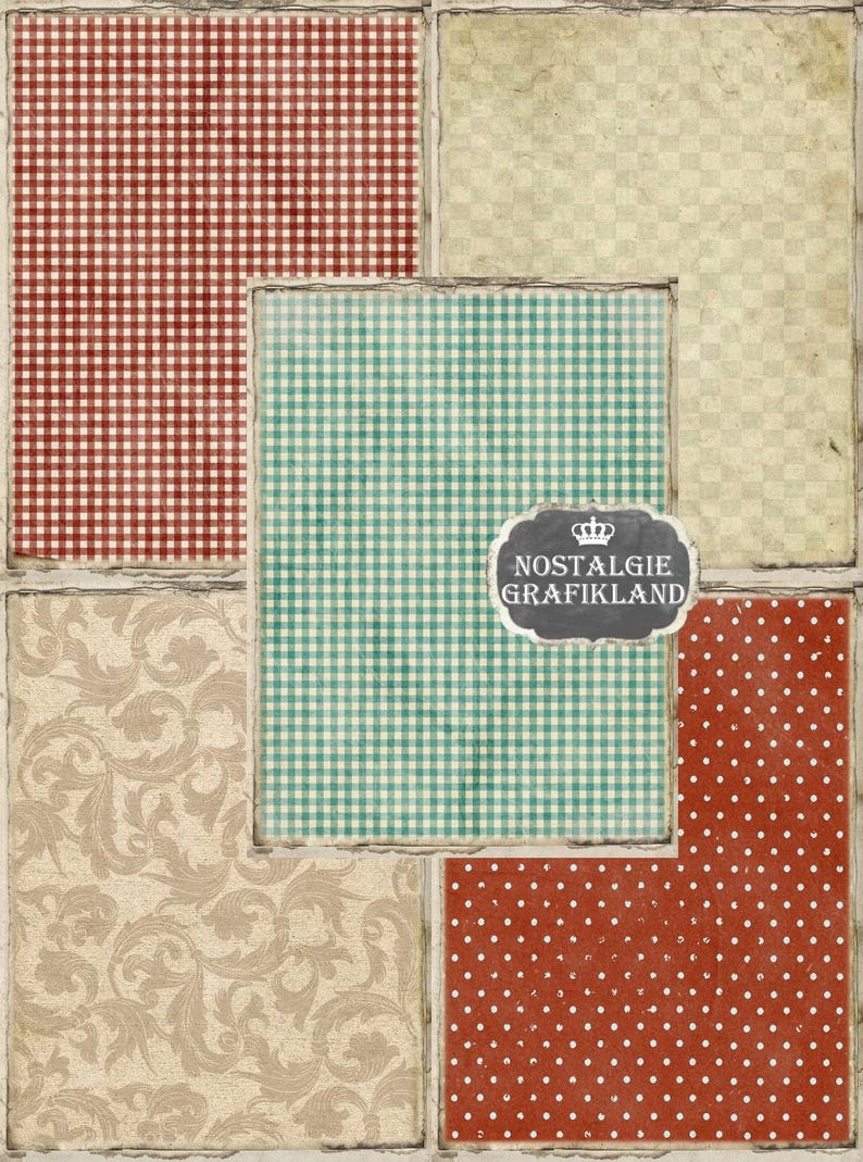 EPHEMERA Printable Background Digital Paper Pack Vintage Papers Strips ...